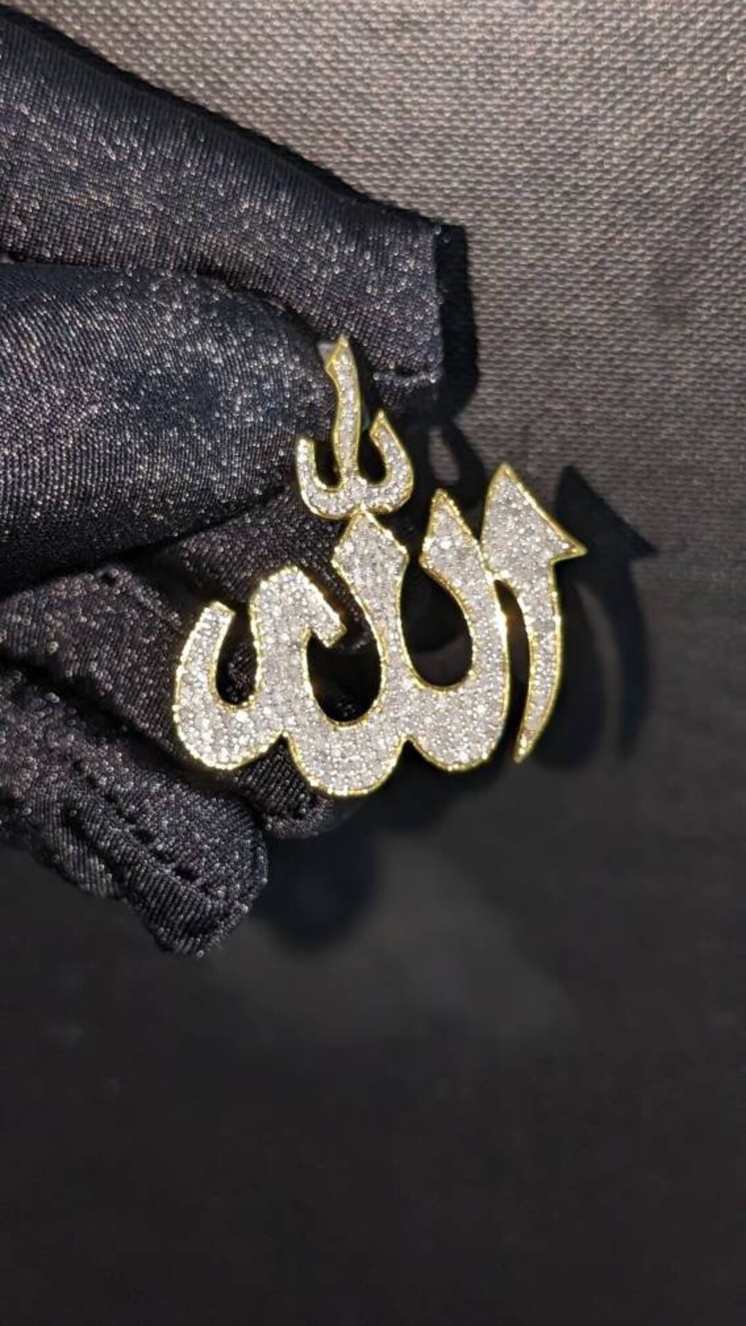 Real Solid Gold and Real Natural Diamond Allah Pendant - Etsy