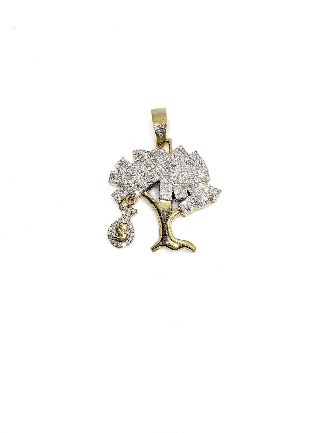 Real Gold and Natural Diamond Money Tree Pendant - Etsy