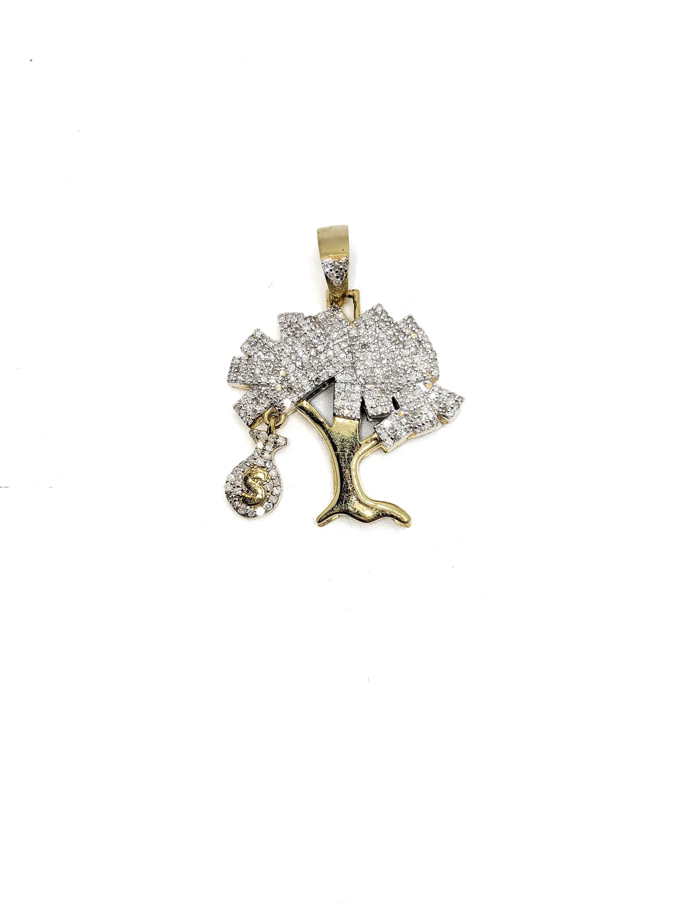 Real Gold and Natural Diamond Money Tree Pendant - Etsy