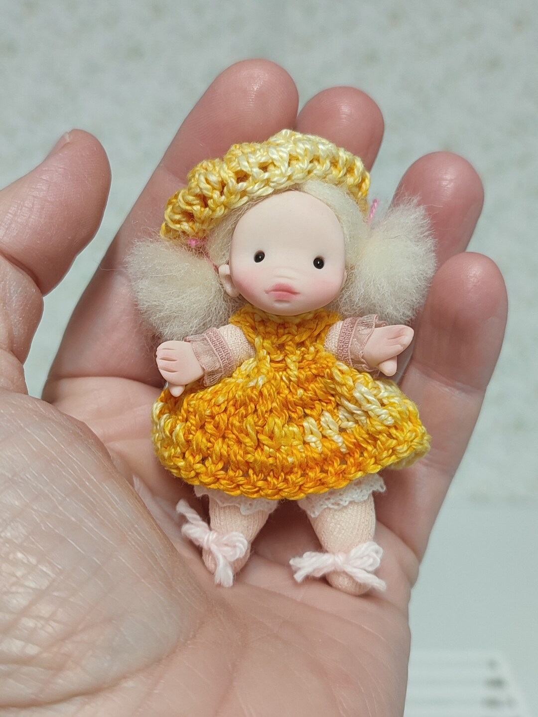 Mini Doll With Yellow Dress, Handmade Sweet Doll, Mini Doll Handmade ...