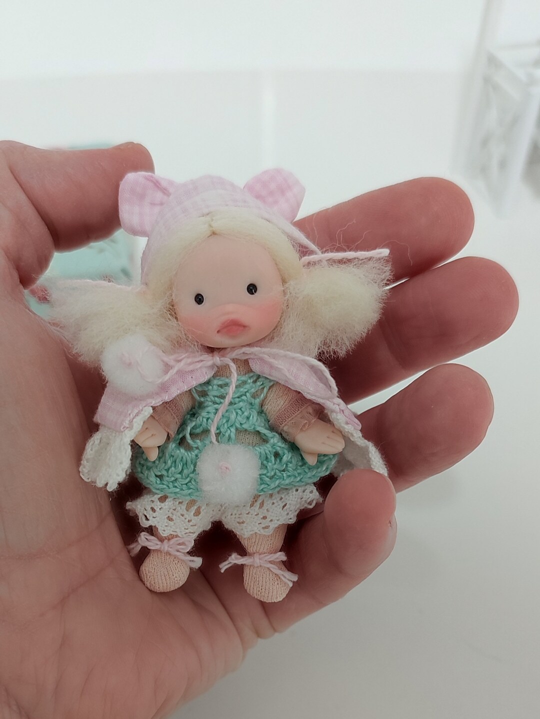 Mini Doll With Crochet Dress, Handmade Sweet Doll, Mini Doll Handmade ...