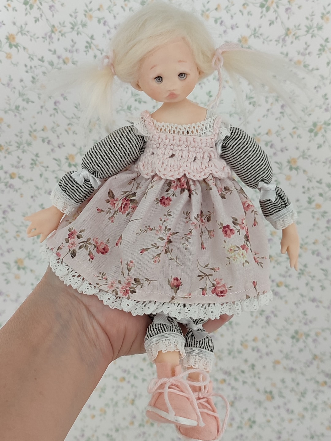 Handmade Doll With Blonde Pigtails, Handmade Doll, Unique Doll, Vintage ...