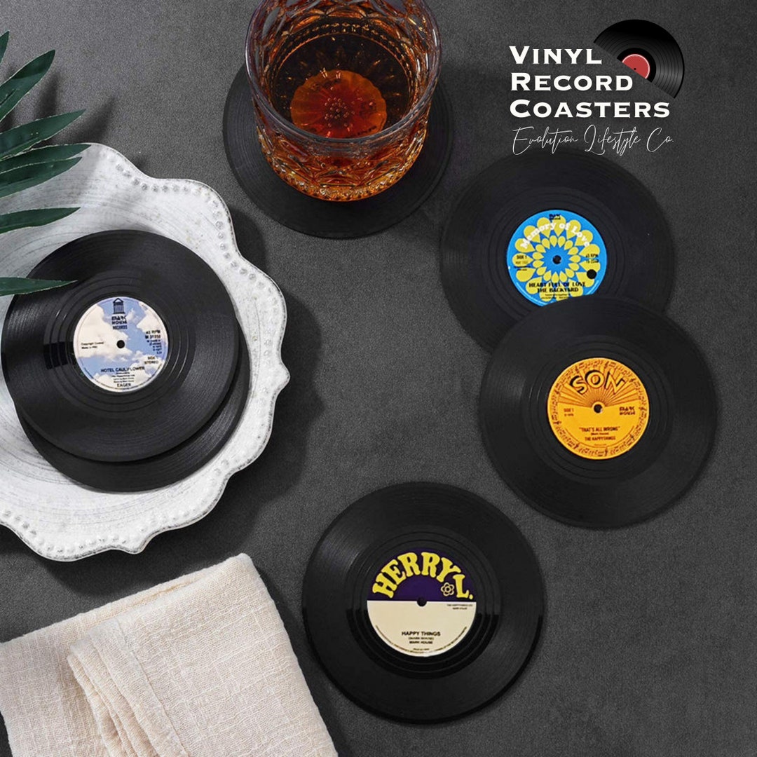Vinyl Coasters Record Player Coaster Set Vinyl Records - Etsy