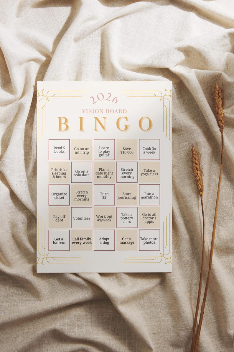 Printable 2026 Bingo Card | Vision Board Bingo | New Years Resolutions ...