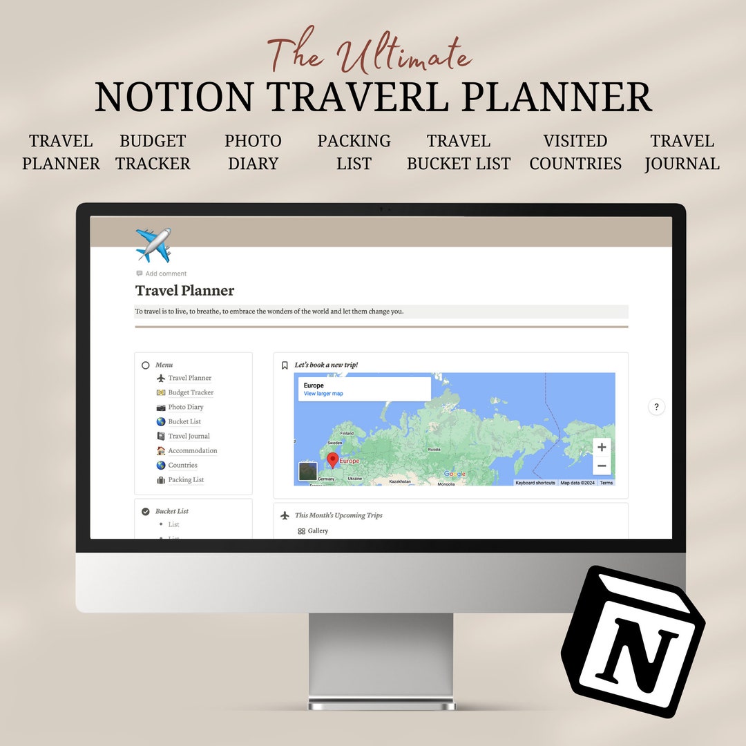 Notion Template Travel Planner, Notion Planner Dashboard, Holiday ...