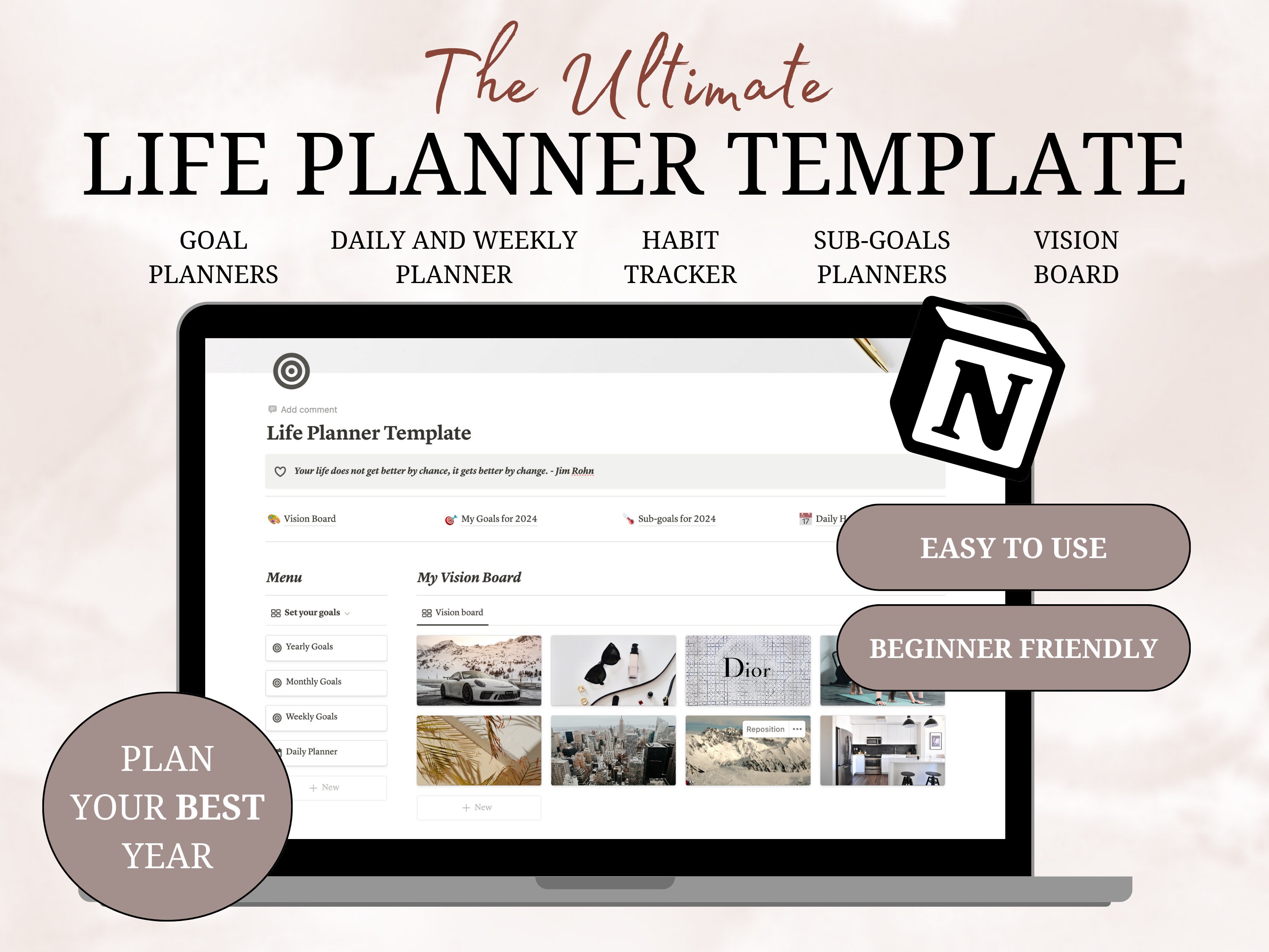 Notion Life Planner Template Notion Dashboard Ultimate Life Planner Notion All in One Notion ...