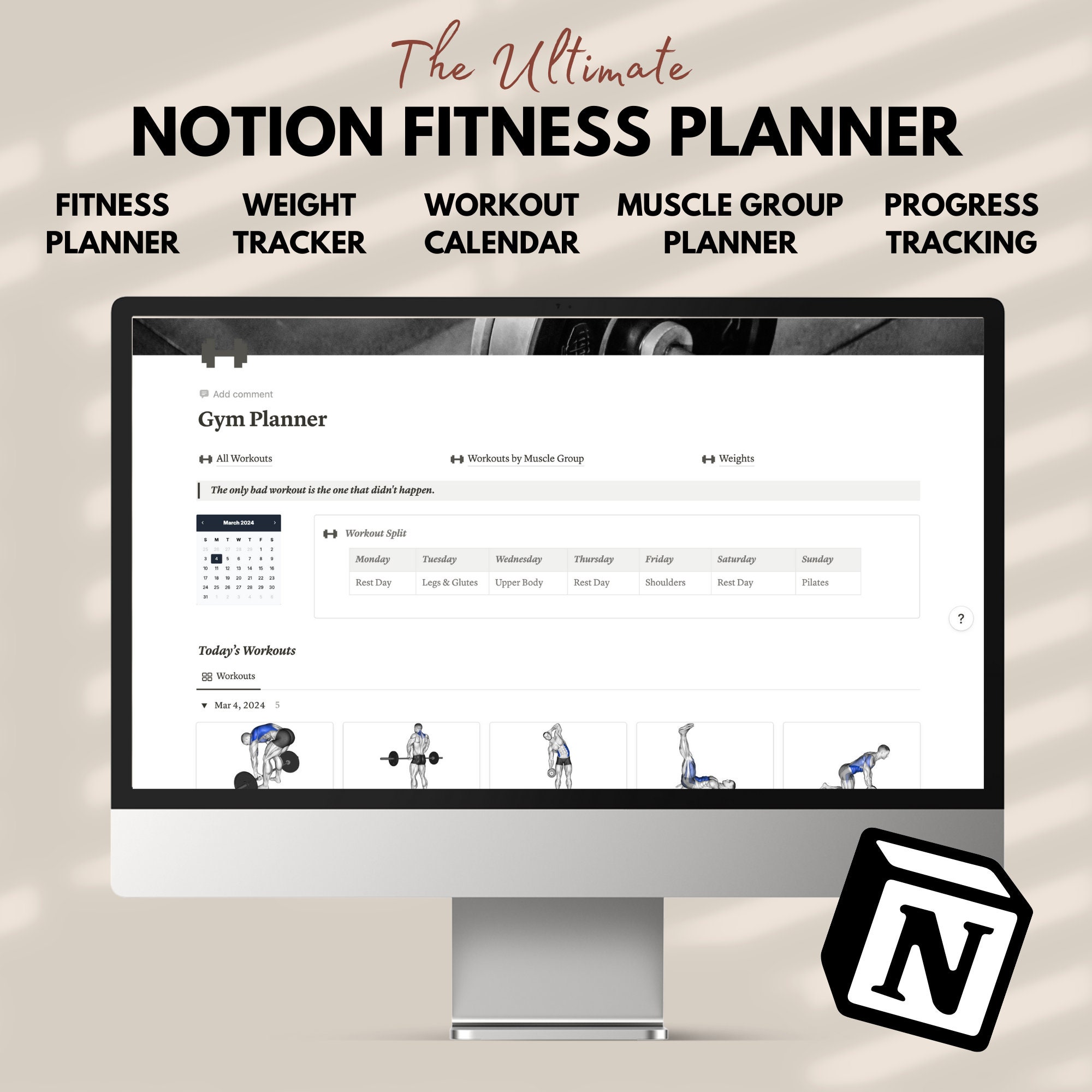 Ultimate Fitness Planner Notion Template Fitness Tracker Notion Fitness ...