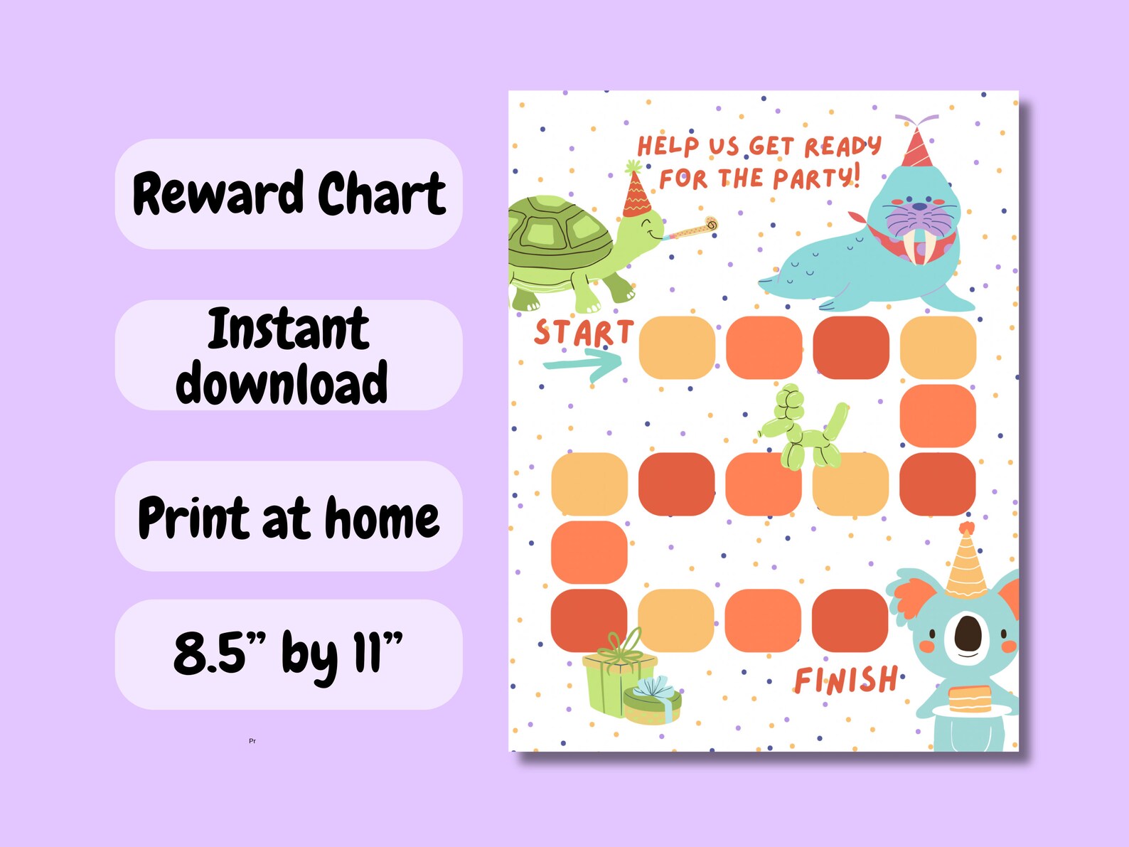 Printable Party Animals Reward Chart Instant Download Stick - Etsy