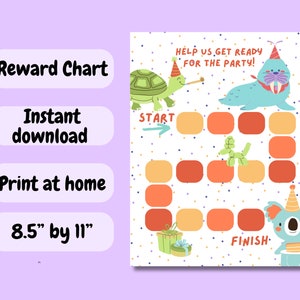 Printable Party Animals Reward Chart • Instant Download Stick Chart for ...