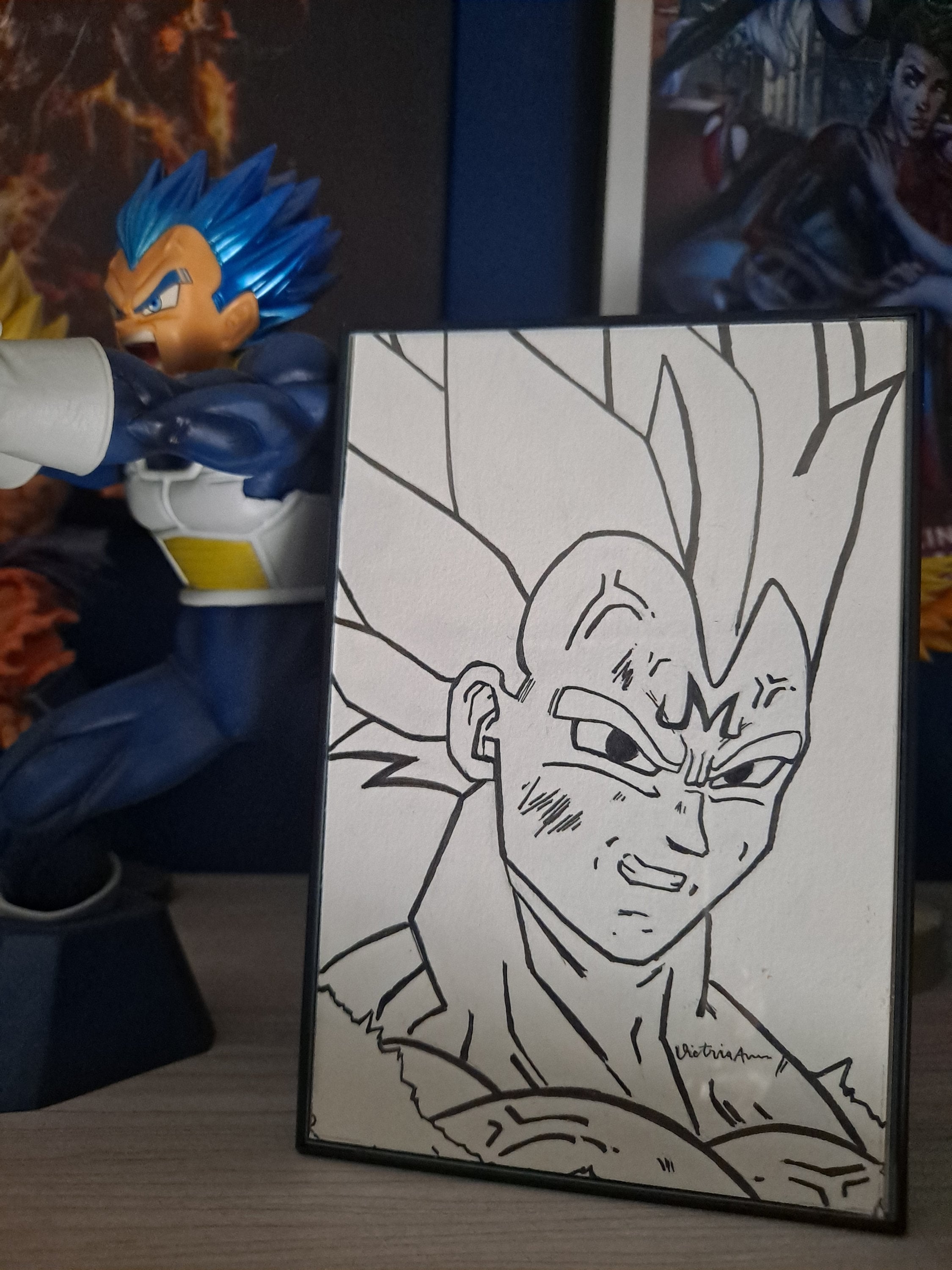 Handmade Original Drawing of Vegeta, in One of His Most Popular Scenes ...