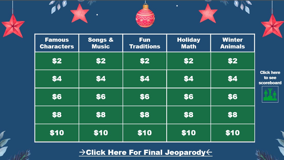 Kids Holiday Jeoparody Powerpoint Trivia Game Elementary Grade Trivia ...