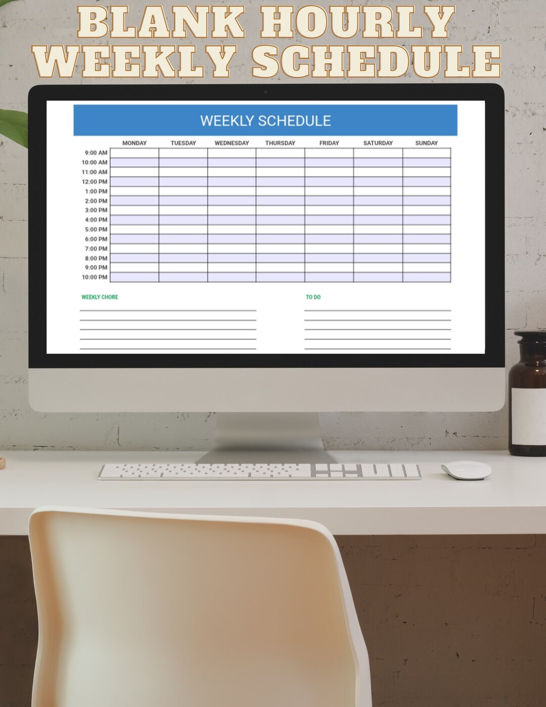 Blank Hourly Weekly Schedule - Etsy