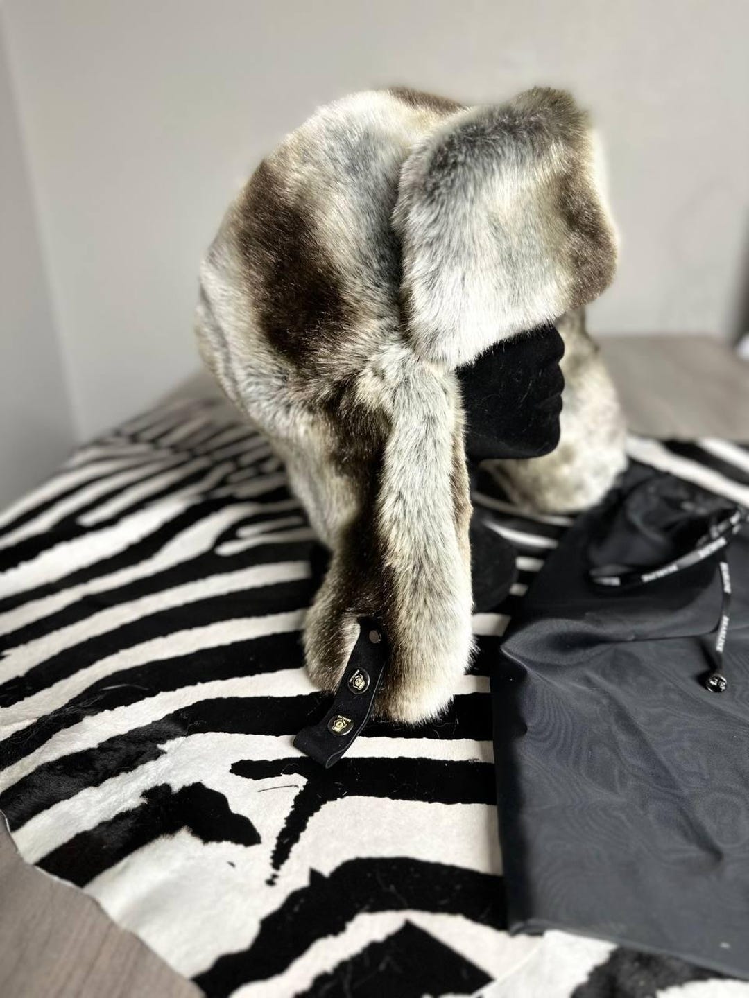Handmade Eco Fur Trapper Hat | Natural Fur Look Winter Hat for Men and ...