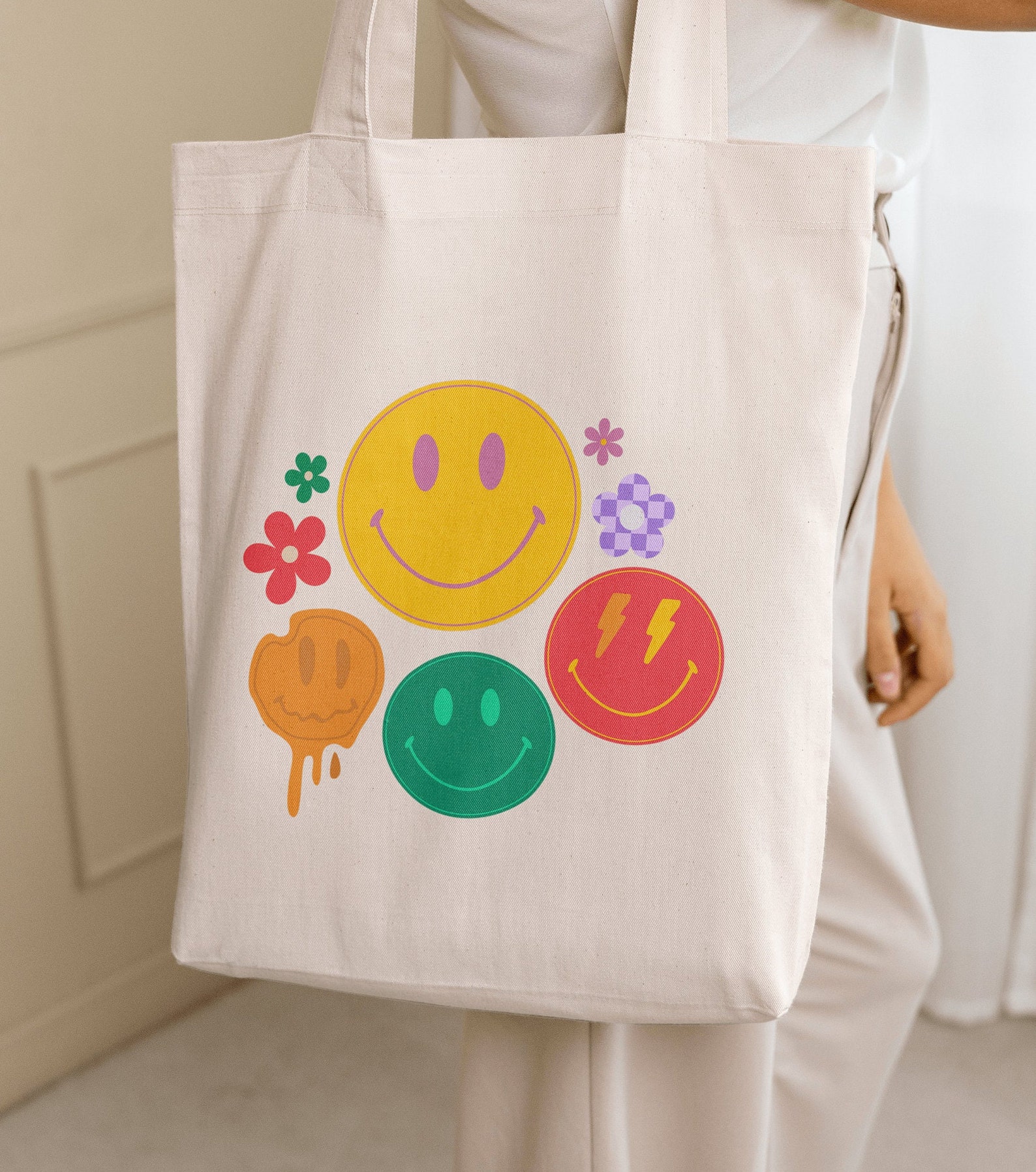 Retro Groovy Smile Face Svg Png, Groovy Smile Svg, Tote Bag Svg, Trendy ...