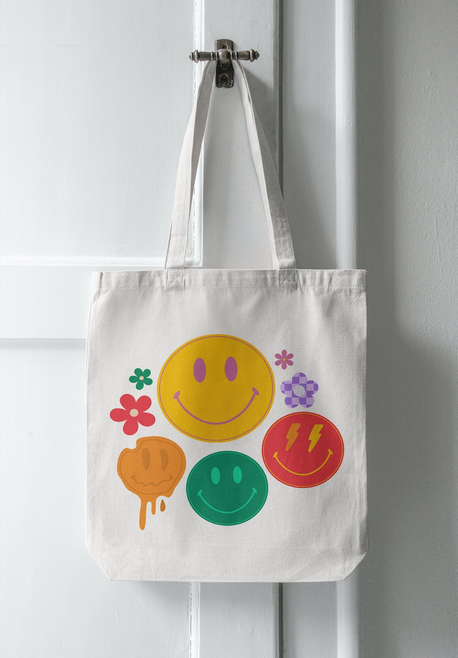 Retro Groovy Smile Face Svg Png, Groovy Smile Svg, Tote Bag Svg, Trendy ...