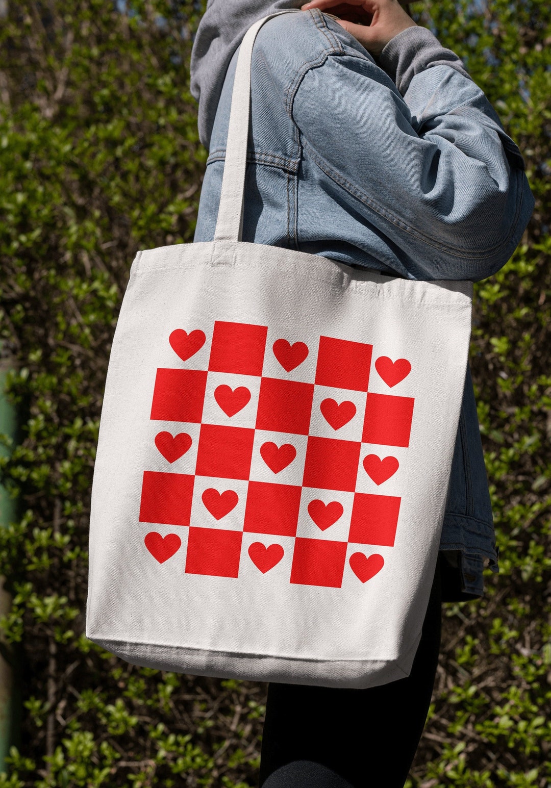 Checkered Heart SVG PNG, Checkered Red Heart Svg, Trendy Svg, Tote Bag ...