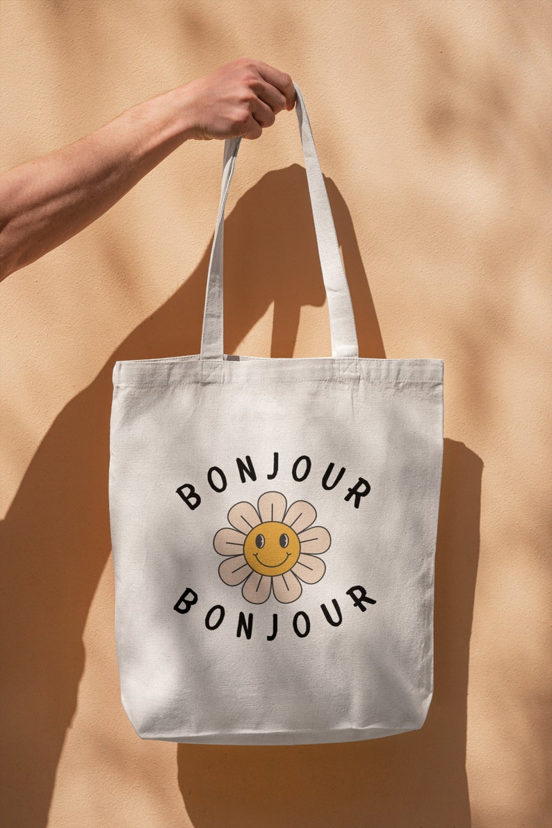 Bonjour SVG PNG, Happy Bonjour Svg, Tote Bag Svg, Trendy Tote Bag Svg ...