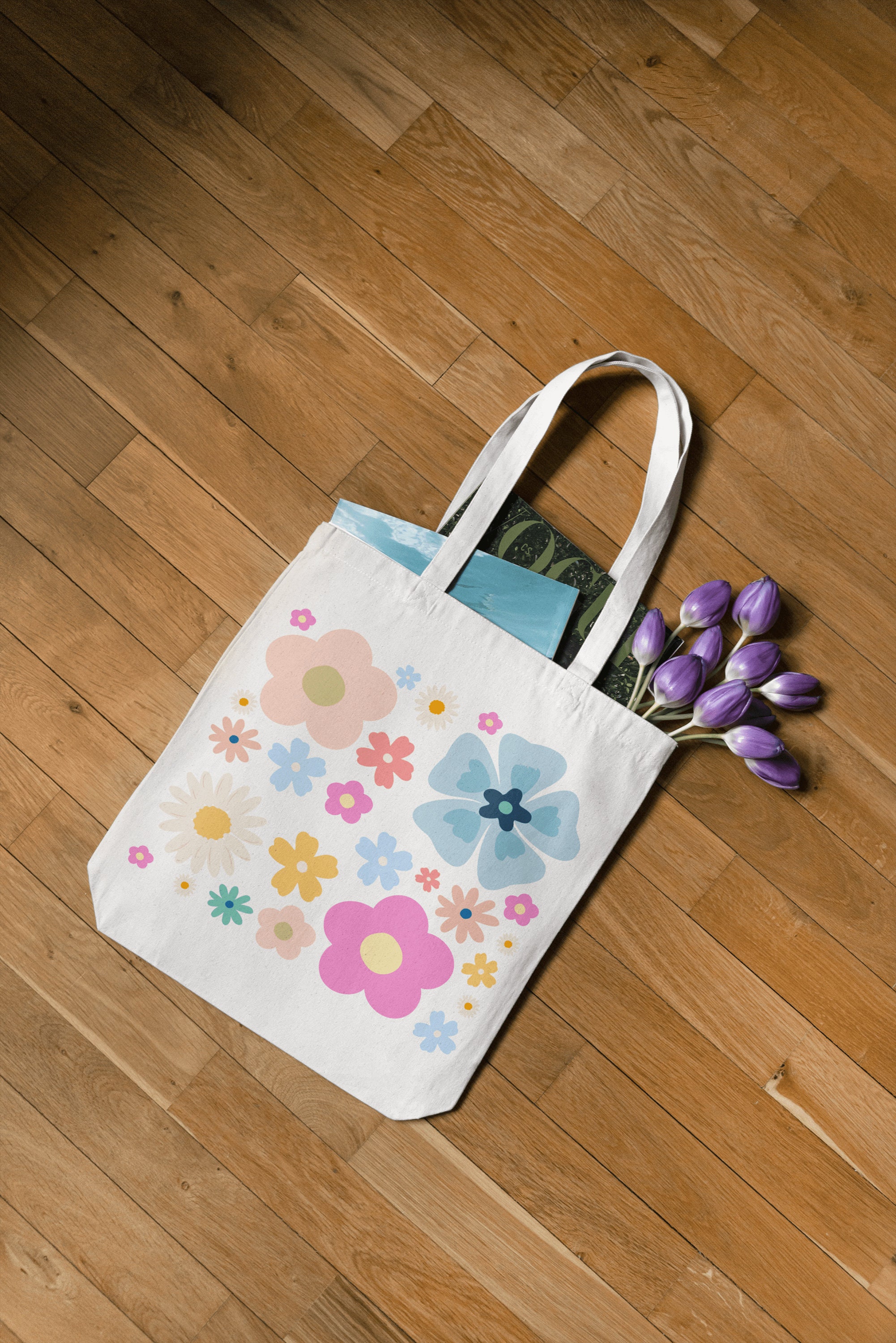 Pastel Flowers SVG PNG, Pastel Colour Flowers, Tote Bag Svg, Trendy Svg ...