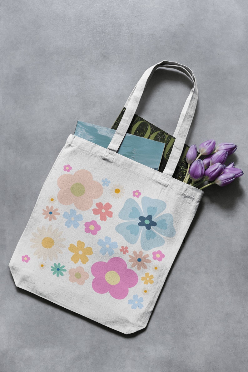 Pastel Flowers SVG PNG, Pastel Colour Flowers, Tote Bag Svg, Trendy Svg ...