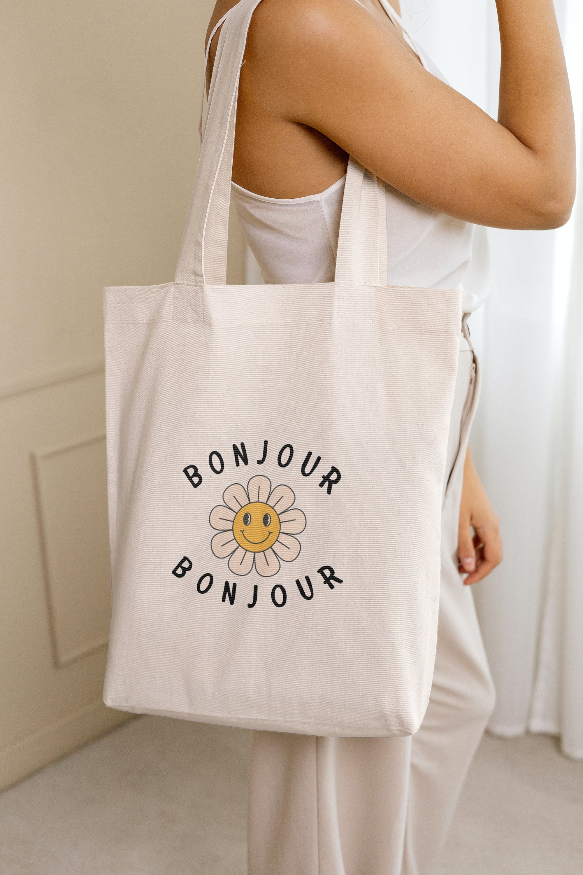 Bonjour SVG PNG, Happy Bonjour Svg, Tote Bag Svg, Trendy Tote Bag Svg ...
