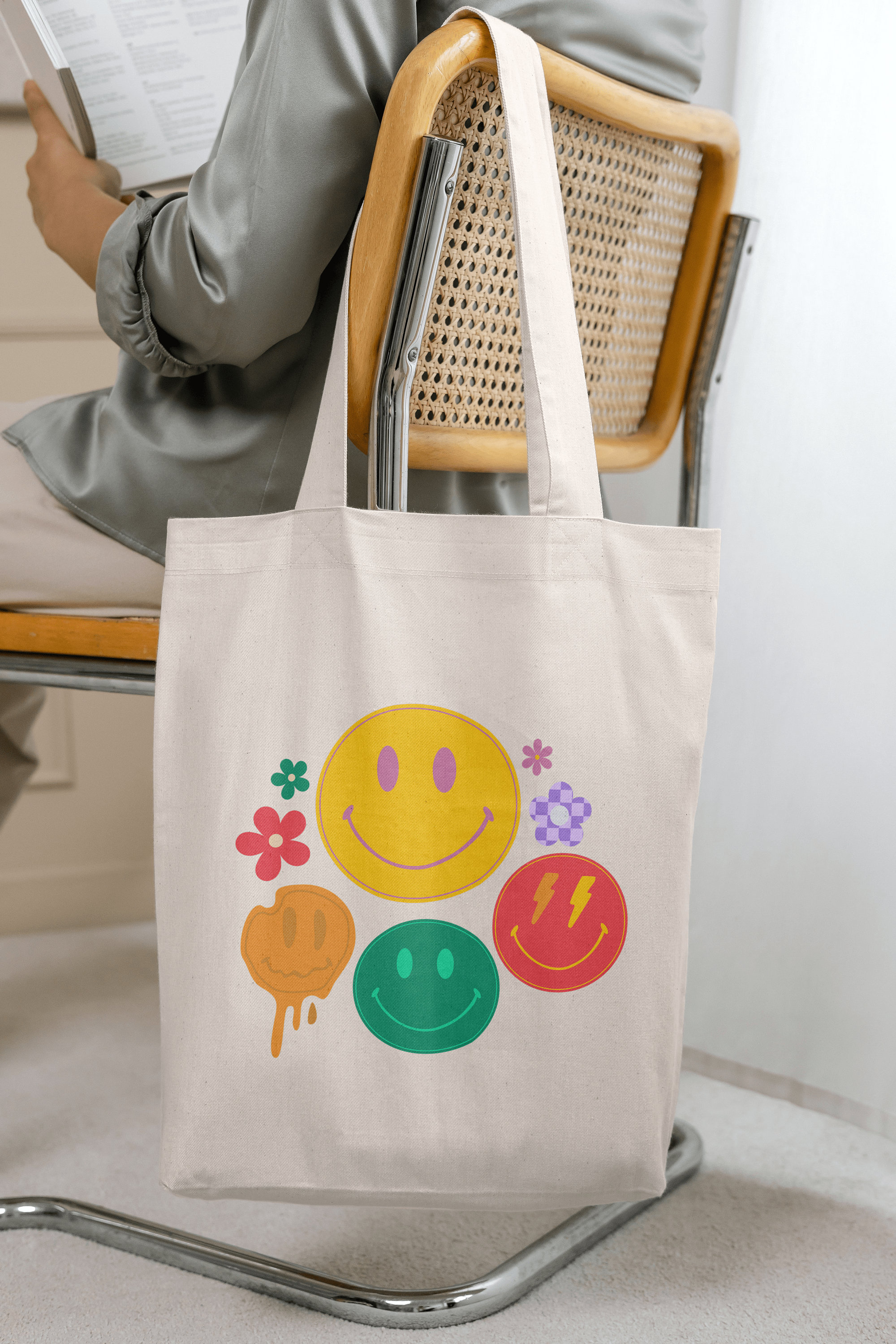 Retro Groovy Smile Face Svg Png, Groovy Smile Svg, Tote Bag Svg, Trendy ...