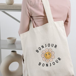 Bonjour SVG PNG, Happy Bonjour Svg, Tote Bag Svg, Trendy Tote Bag Svg ...