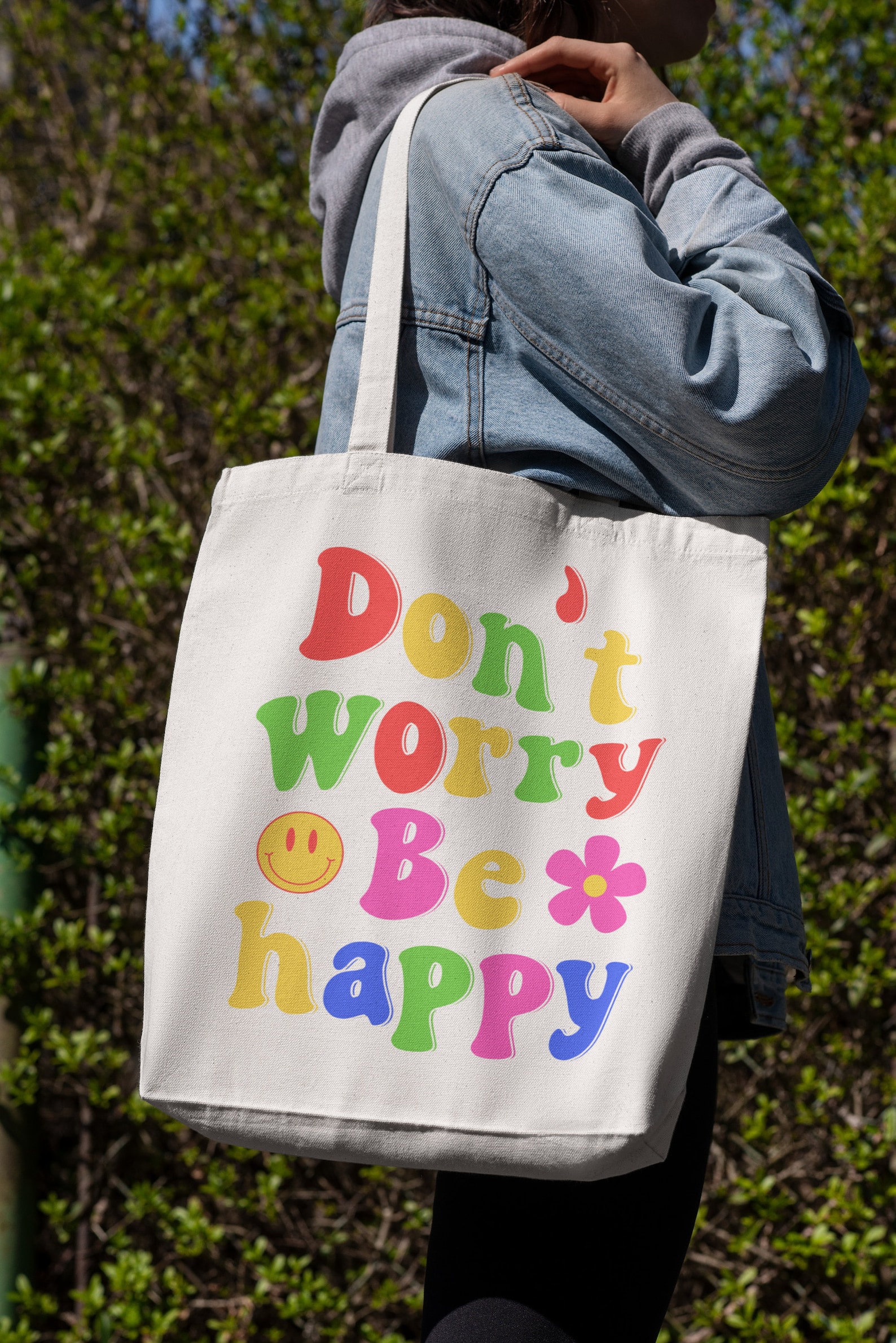 Don't Worry Be Happy SVG PNG, Tote Bag Svg, Trendy Svg, Svg for Tote ...