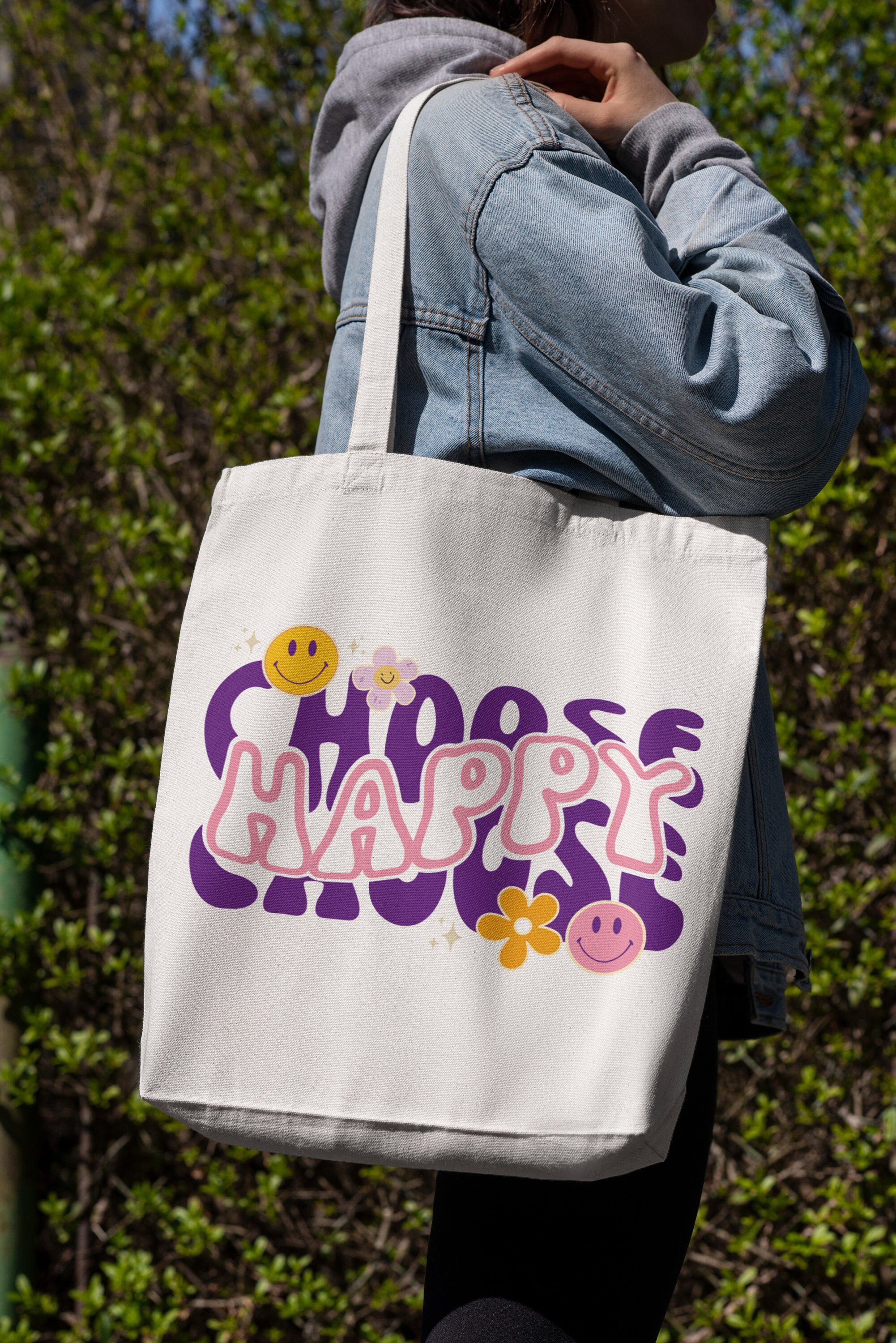 Floral Choose Happy SVG PNG Tote Bag Svg Trendy Svg Svg for - Etsy