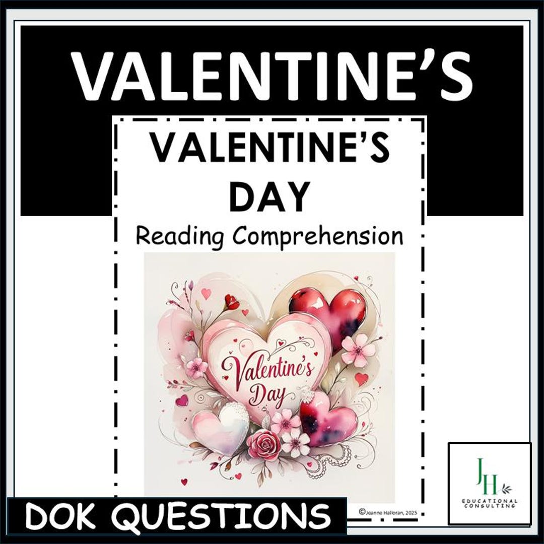 Reading Comprehension for Valentine's Day, Middle School Activity, DOK ...