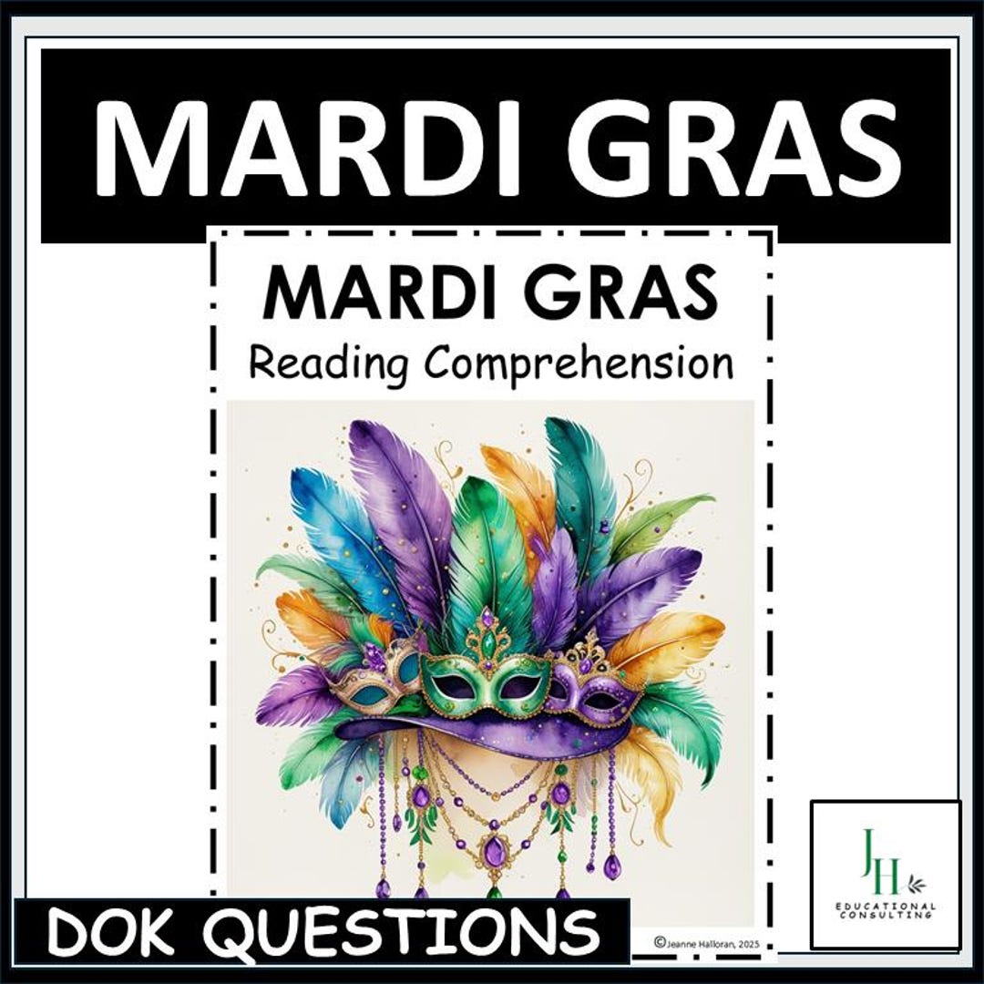 Mardi Gras Reading Comprehension Activities |DOK| Middle School - Etsy