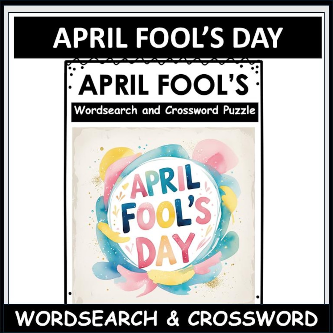 April Fools Day Puzzle Set, Wordsearch Puzzle, Crossword Puzzle, School ...