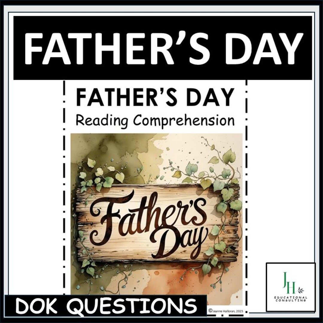 Reading Comprehension for Father's Day, Middle School Activity, DOK ...