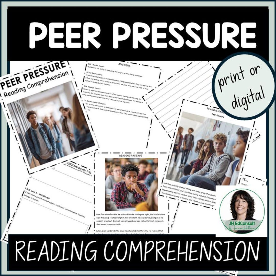Peer Pressure Reading Comprehension | SEL ELA DOK Questions (digital ...