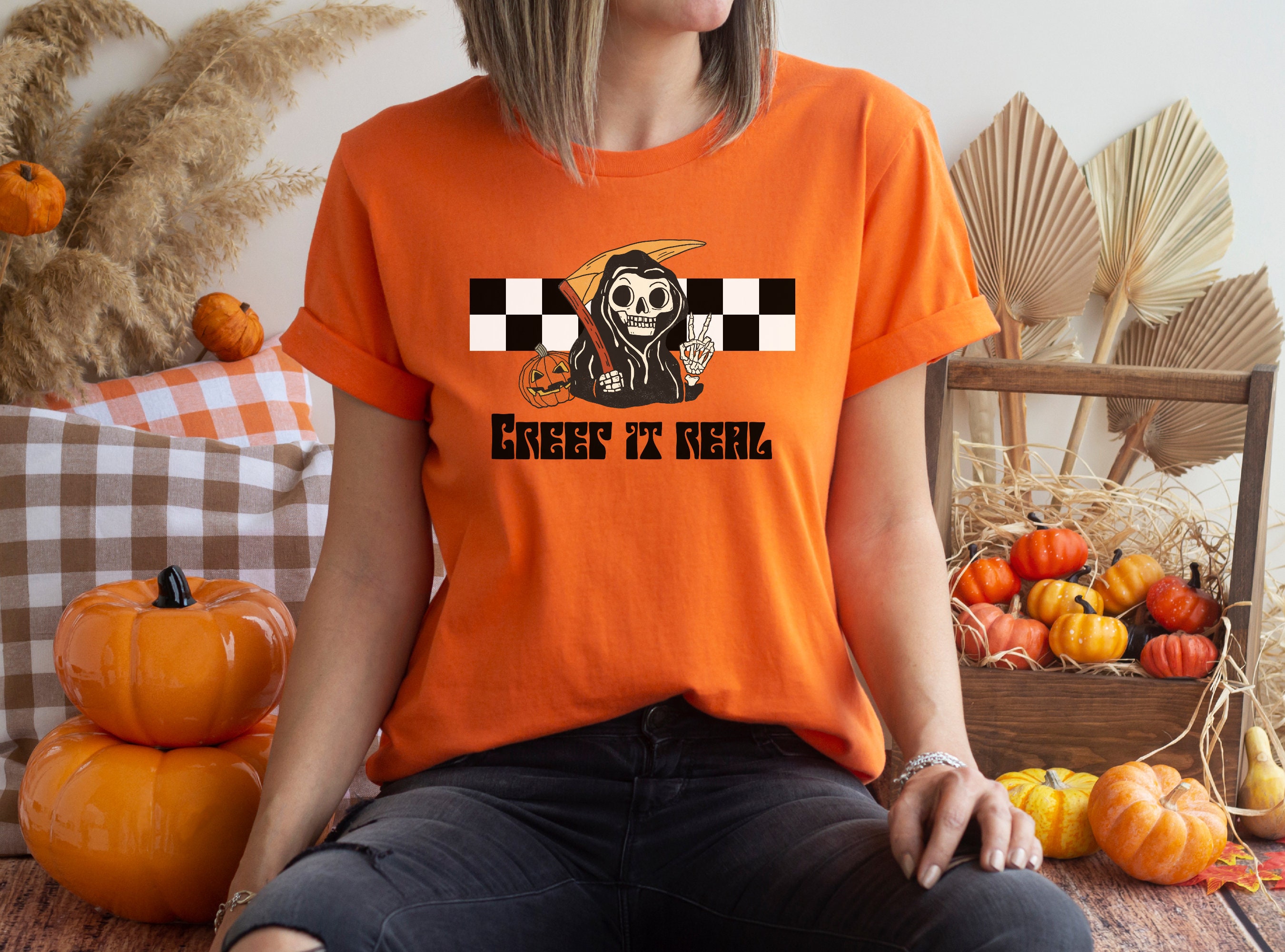 Retro Halloween Grim Reaper Shirt, Creep It Real, Funny Halloween Party ...