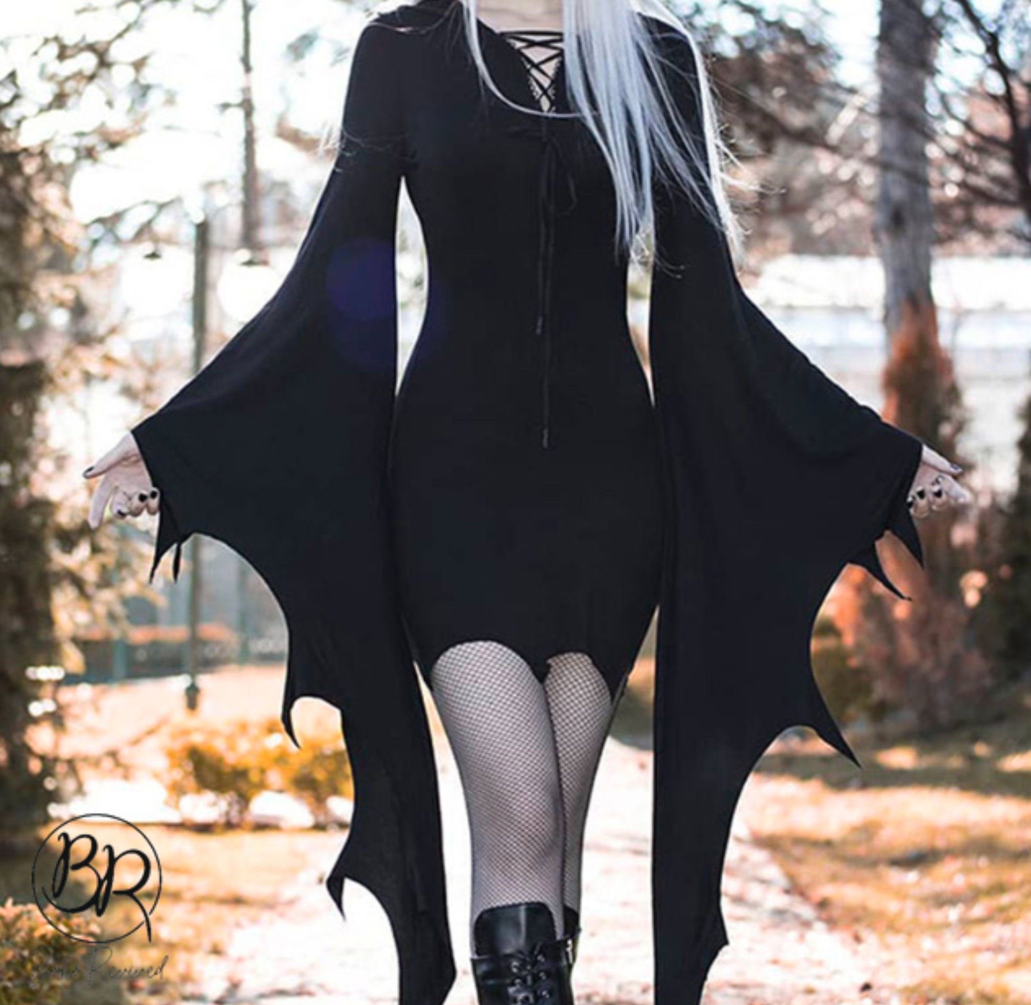 BAT SLEEVE DRESS Vampire Style Dress With Long Wide Sleeves - Etsy