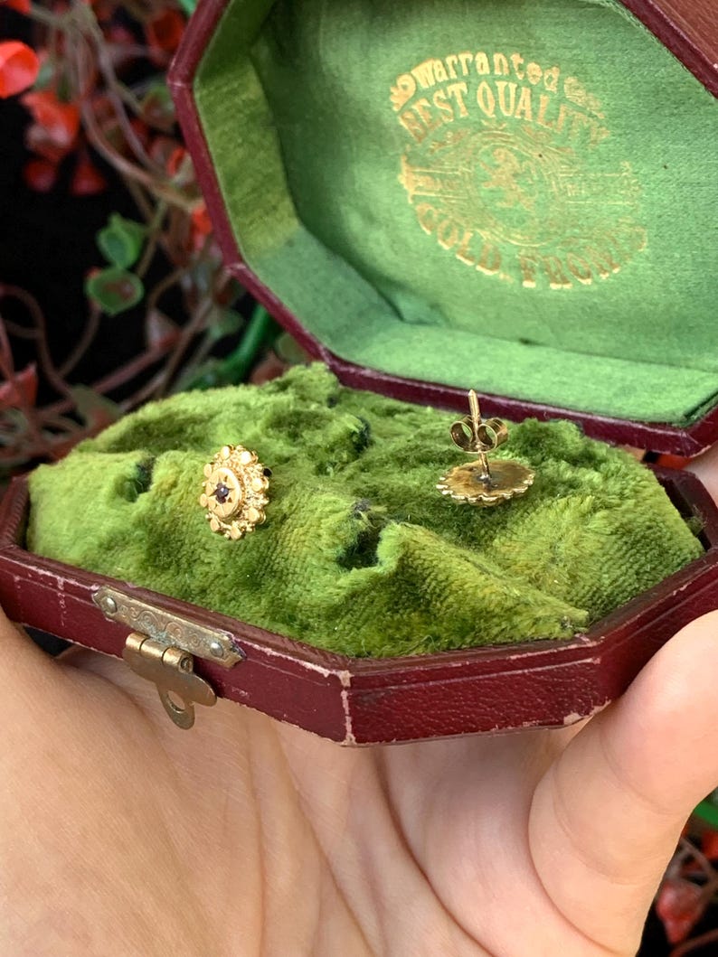 Antique 9ct Gold Garnet Stud Earrings *NO US TARIFFS* - Etsy Australia