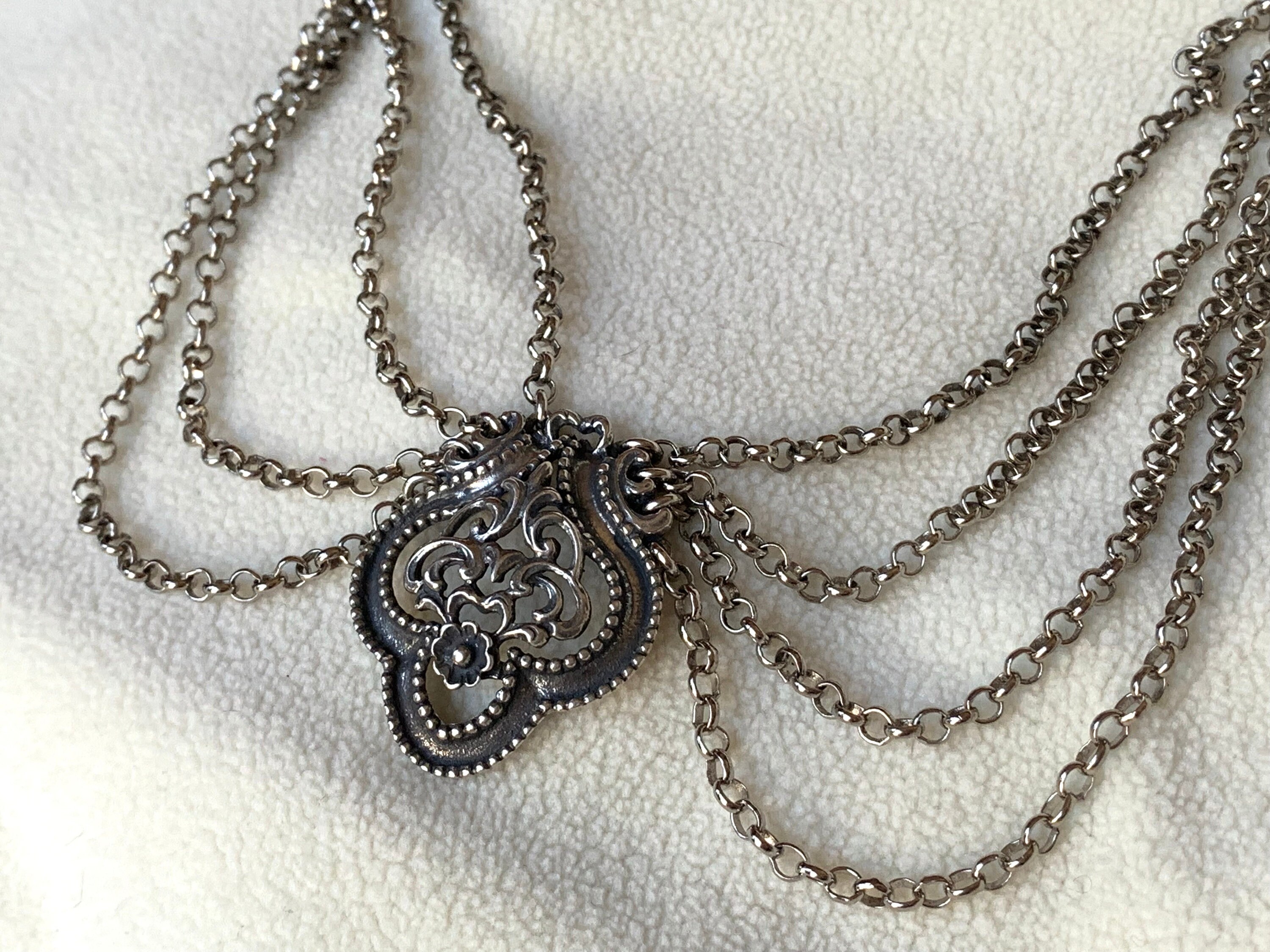 Antique Silver Floral Necklace Biedermeier German Traditional - Etsy