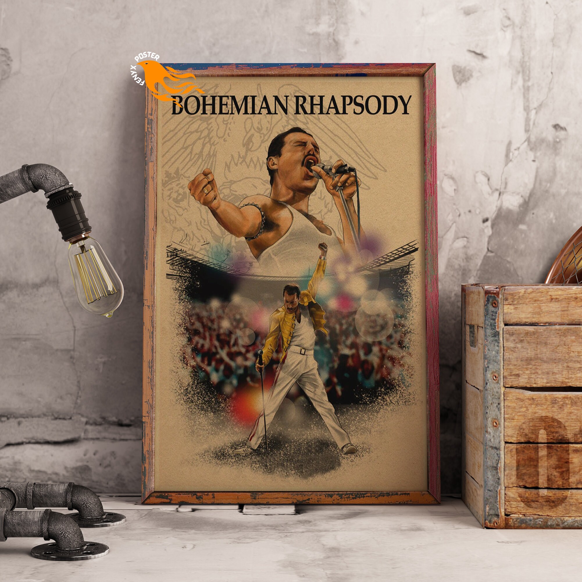 Bohemian Rhapsody Retro Poster, Kraft Paper Print sold by Letizia ...