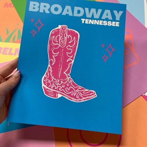 Preppy Nashville Wall Art, Broadway Wall Art With BLUE and PINK ...