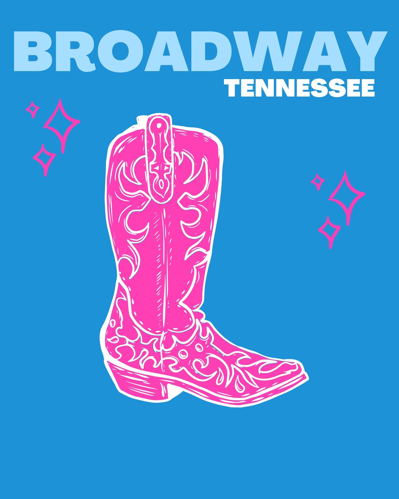 Preppy Nashville Wall Art, Broadway Wall Art With BLUE and PINK ...
