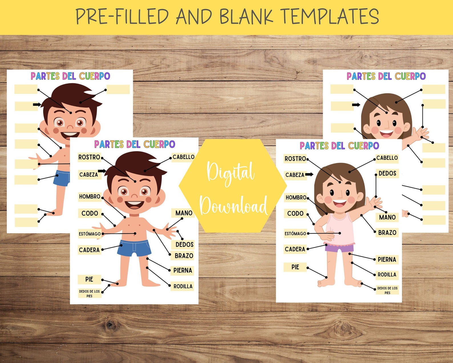 SPANISH Body Parts Busy Bundle, Printable Montessori Materials ...