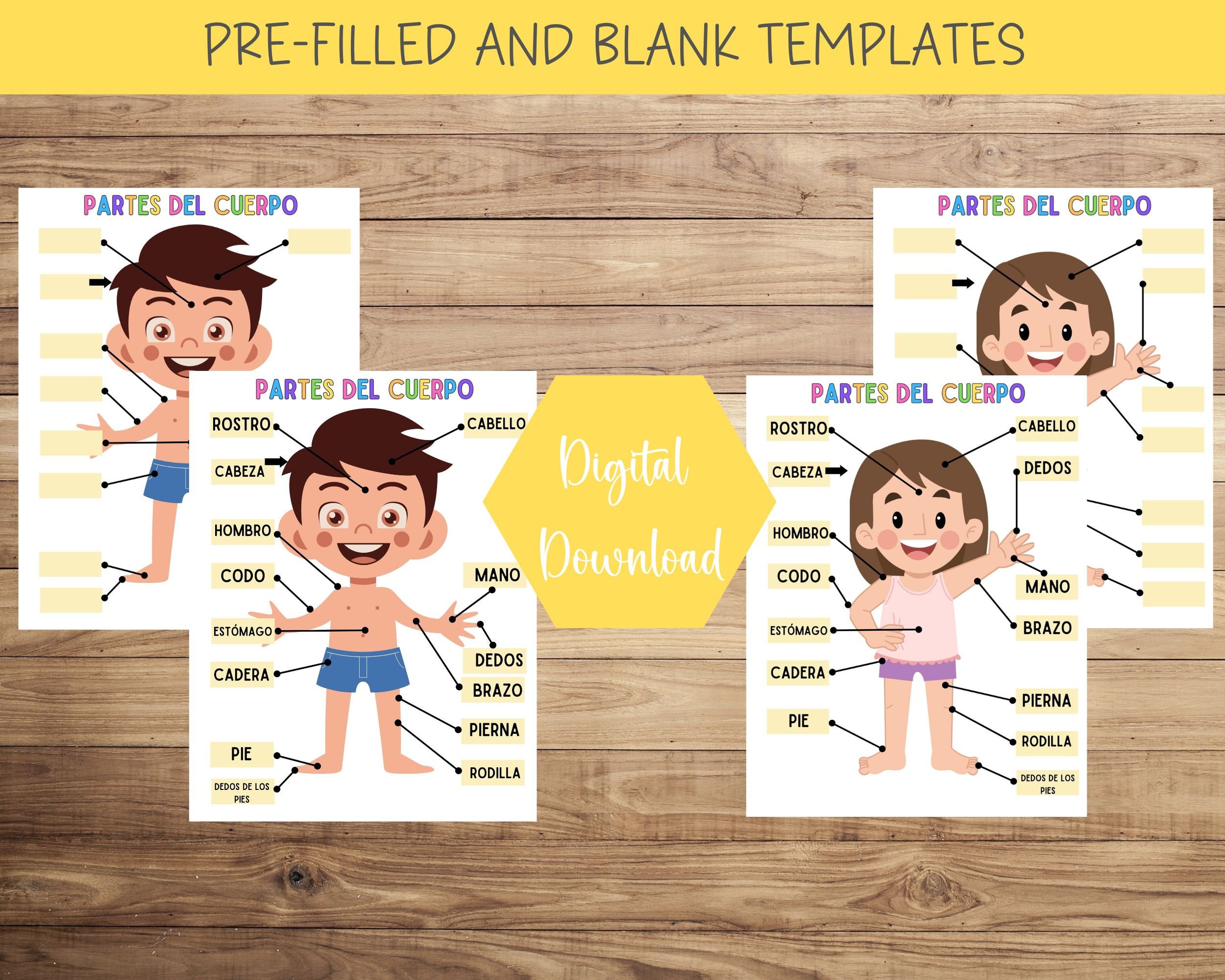 SPANISH Body Parts Busy Bundle, Printable Montessori Materials ...