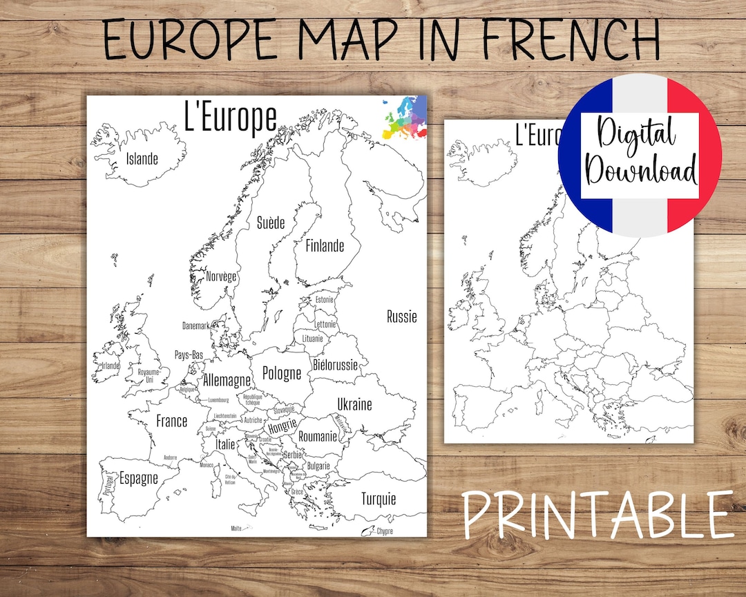Map of Europe in FRENCH, Printable Europe Map, FRENCH Europe Sales Map ...