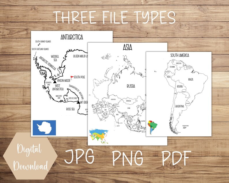 7 Continent PDF Map Bundle, Printable Map Bundle, Travel Tracker, Etsy ...