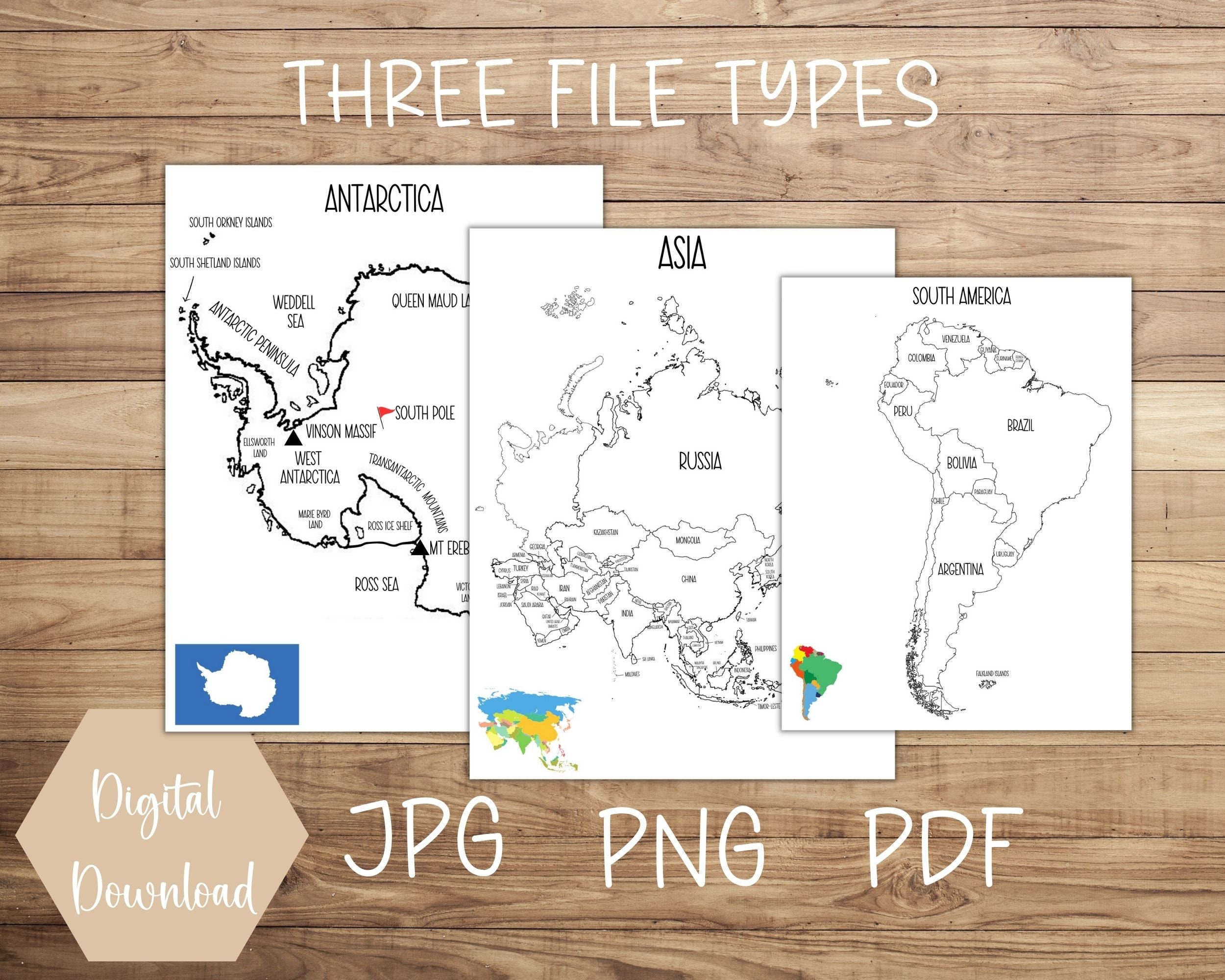 7 Continent PDF Map Bundle, Printable Map Bundle, Travel Tracker, Etsy ...