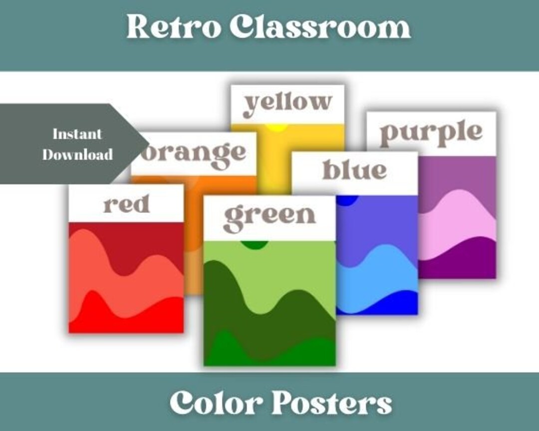 Color Posters, Retro Groovy Theme, Classroom Decorations, Teacher ...