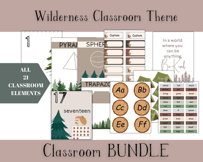 Wilderness Classroom Decor Bundle, Wilderness Classroom Theme Bundle ...