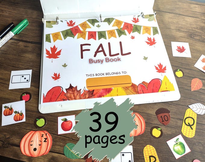 Fall Busy Book Printable Quiet Book Homeschool Learning Materials ...