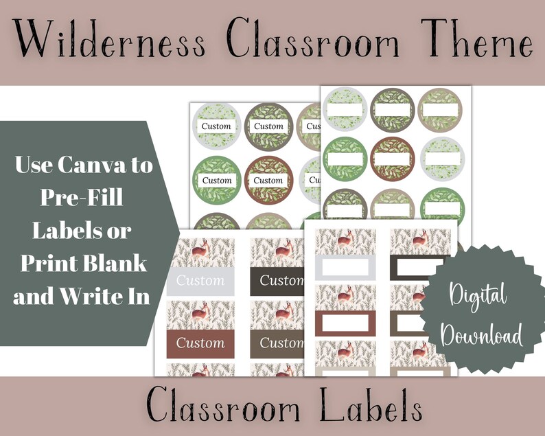 Custom Classroom Labels, Wilderness Theme, Classroom Decorations ...