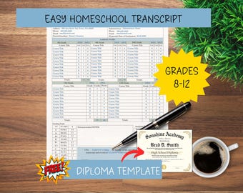 Editable High School Transcript Printable Canva Template Transcript ...
